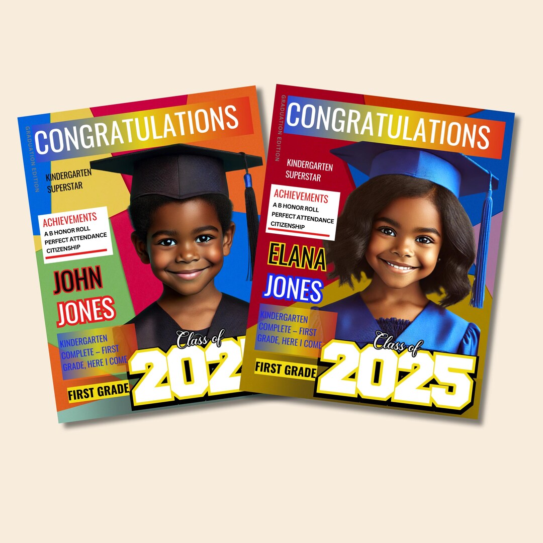 Kids DIY Graduation Magazine Cover Personalized Senior Graduation ...