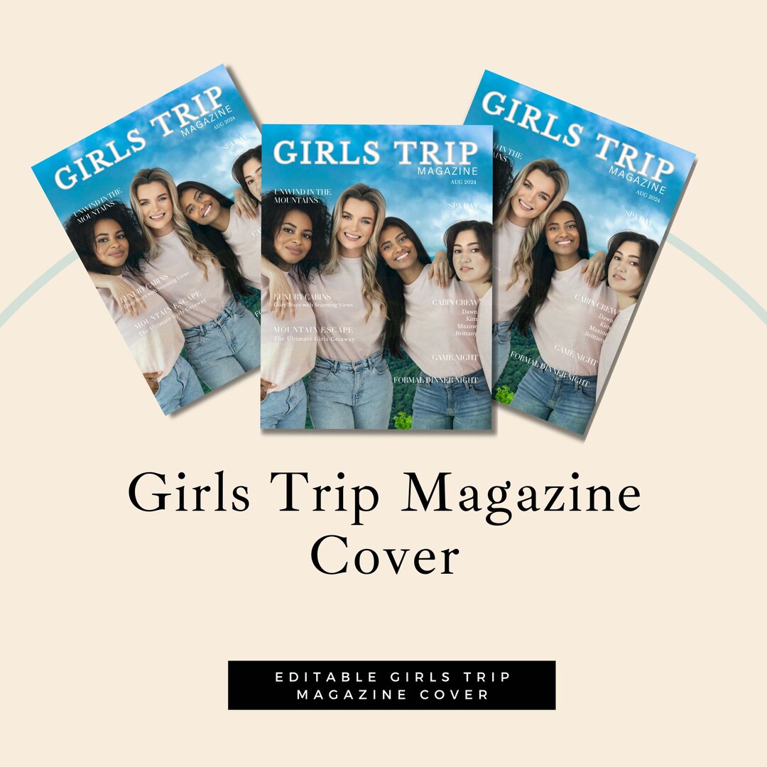 Editable Girls Trip Magazine Cover Keepsake | Custom Digital Template ...