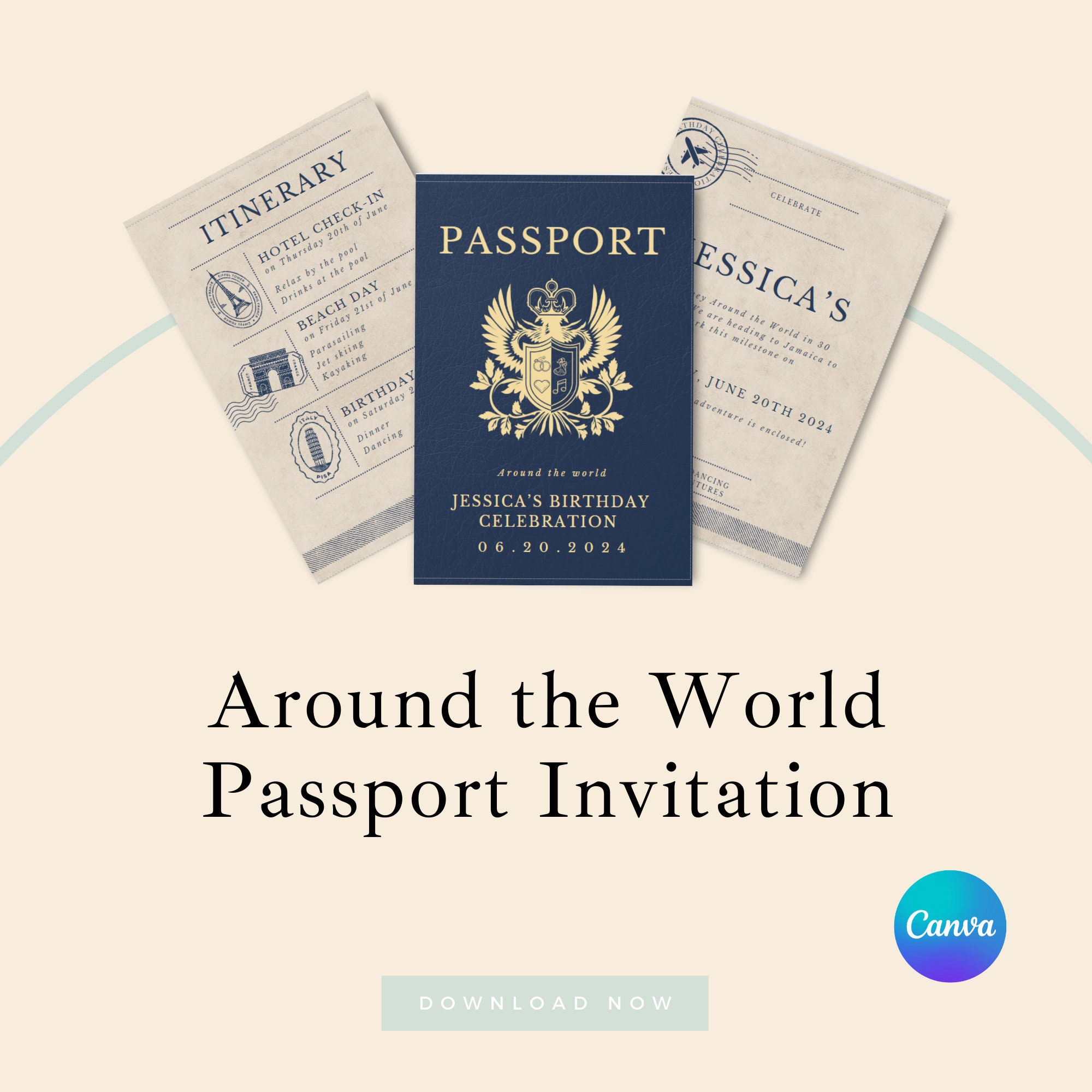 Passport Invitation Template for Destination Wedding, Birthday Party ...