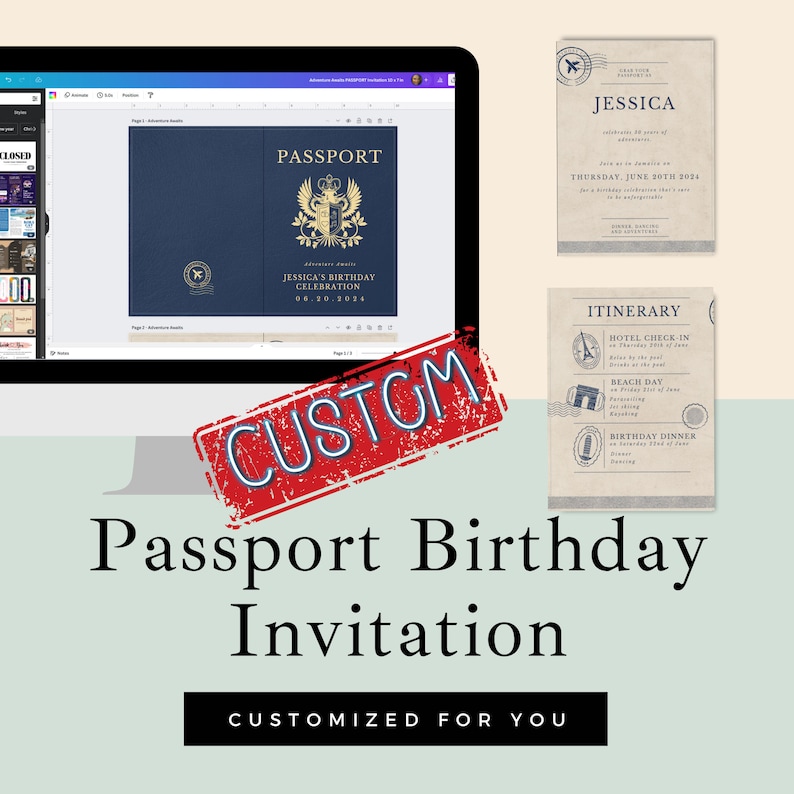 We Customize Your Passport Birthday Invitations, Personalized Travel ...