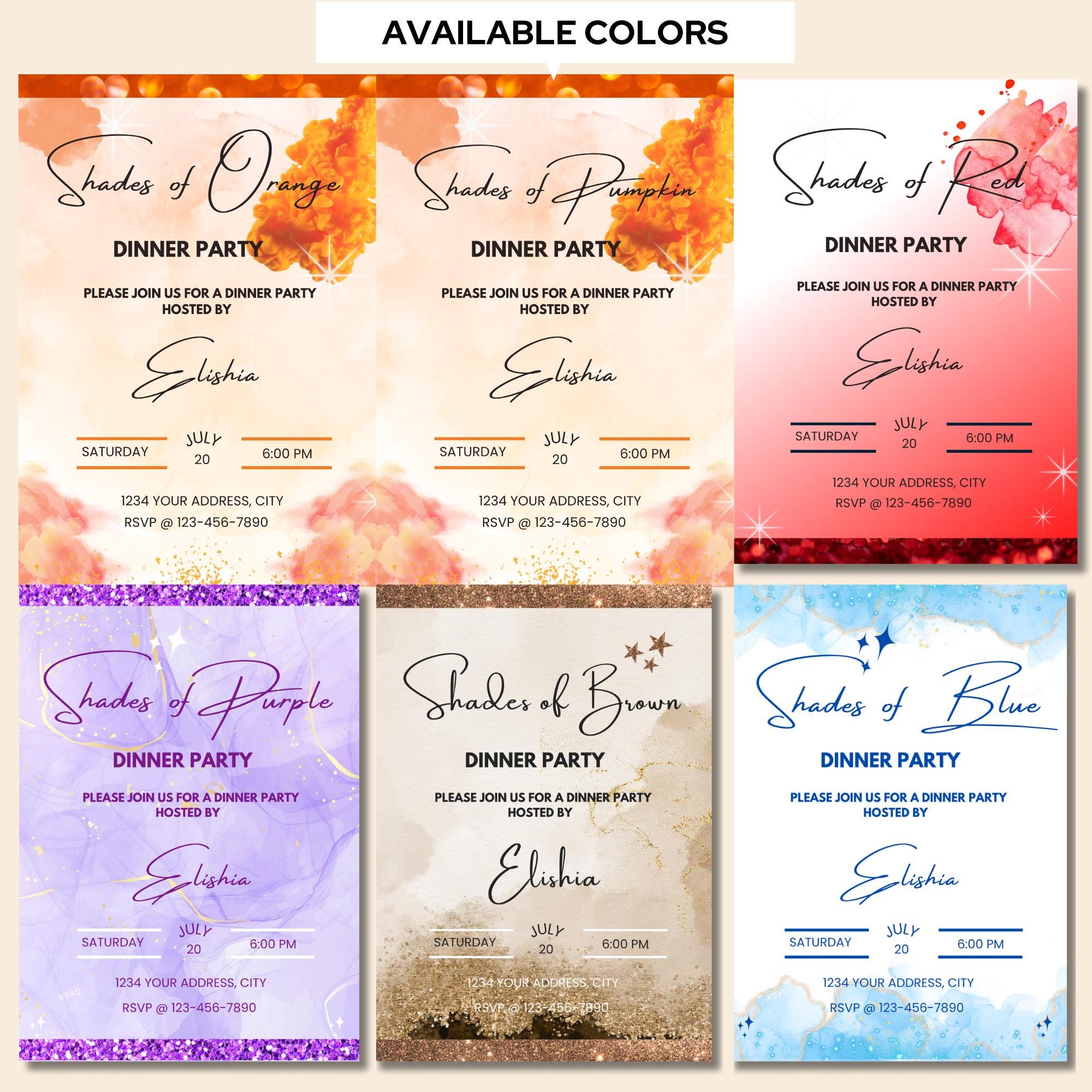 Shades of Red Dinner Party Invitation | Red Party Invite | Digital ...