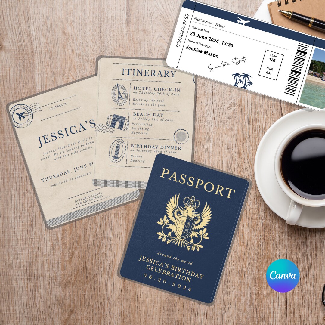 Passport Invitation Template for Destination Wedding, Birthday Party ...