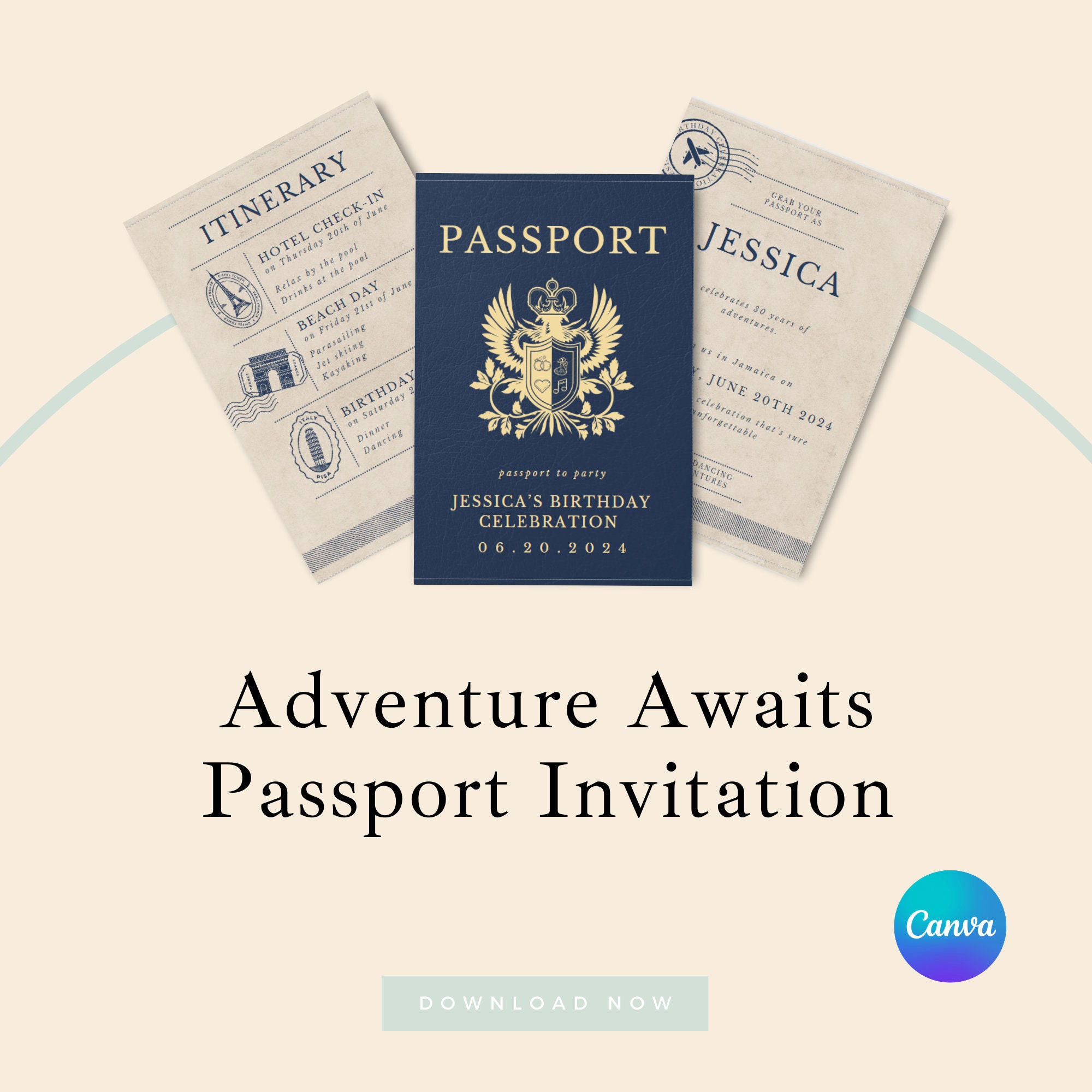 Passport Invitation Template for Destination Wedding, Birthday Party ...