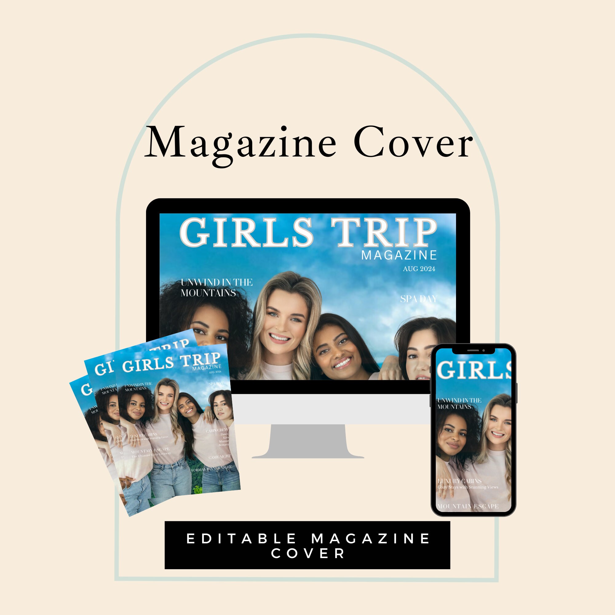 Editable Girls Trip Magazine Cover Keepsake Custom Digital Template ...
