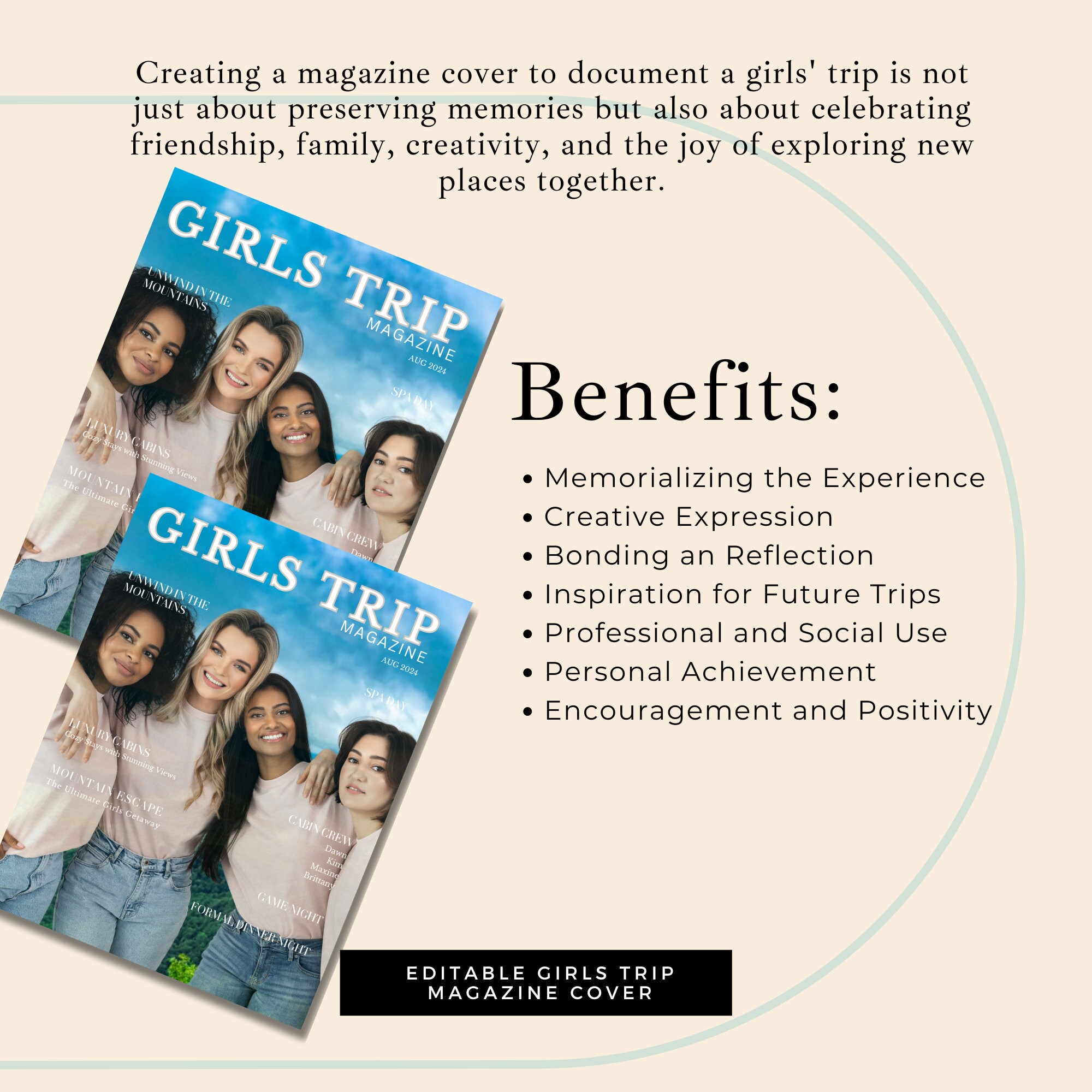 Editable Girls Trip Magazine Cover Keepsake | Custom Digital Template ...