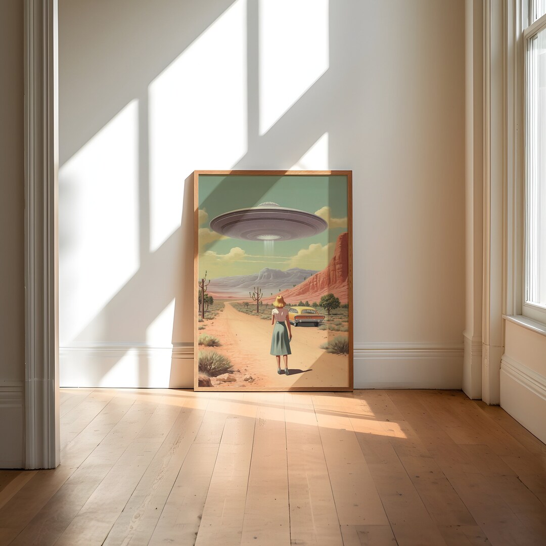 Ufo Poster Laundry Room Art Retro Alien Art UFO Wall Art Ufo Poster ...