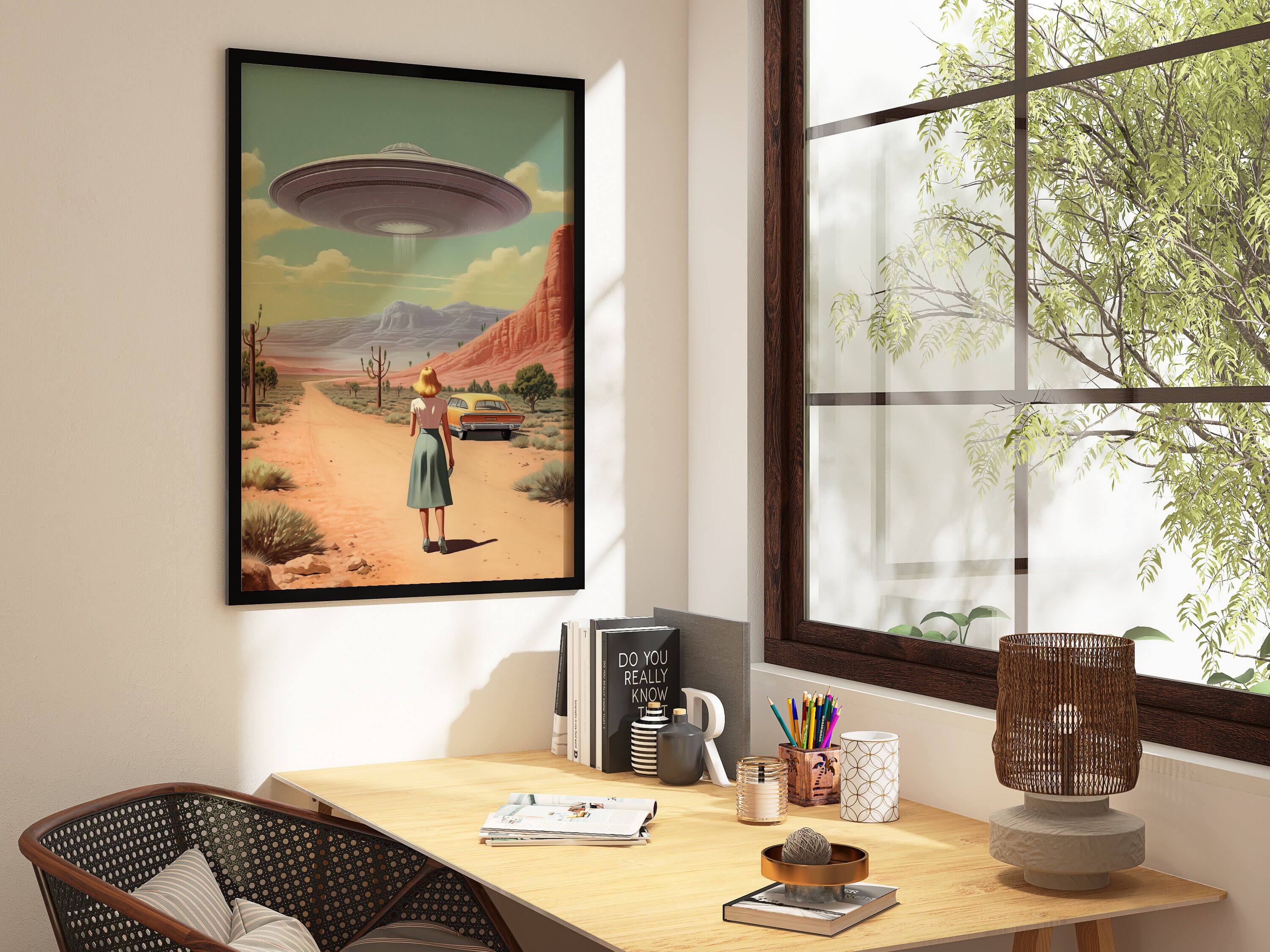 Ufo Poster Laundry Room Art Retro Alien Art UFO Wall Art Ufo Poster ...