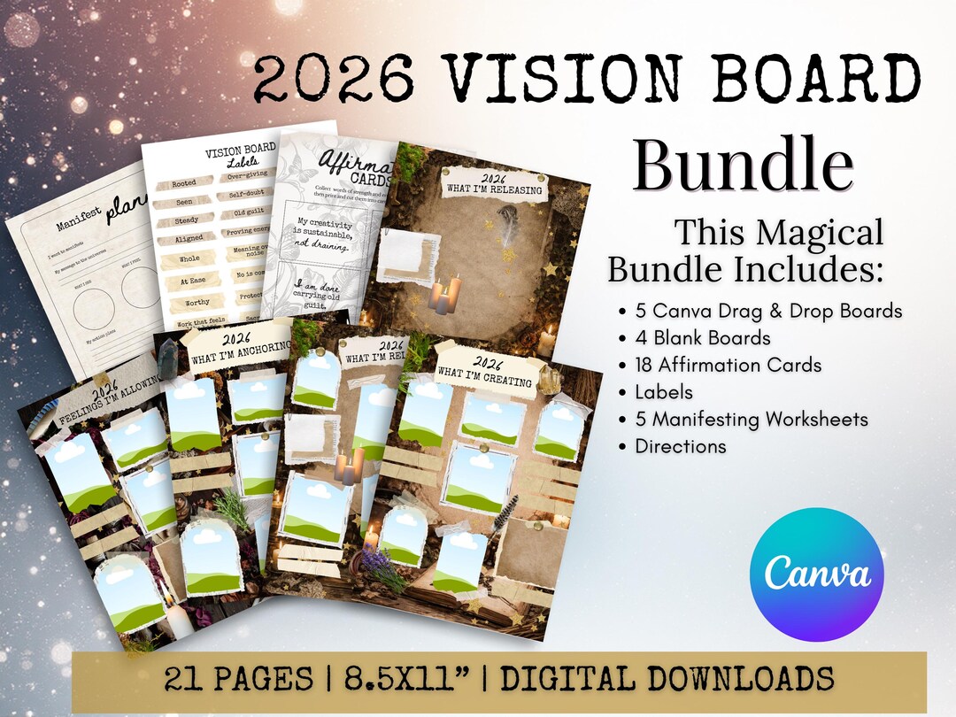 Gothic Vision Board Bundle | Canva Templates & Download Printables - Etsy