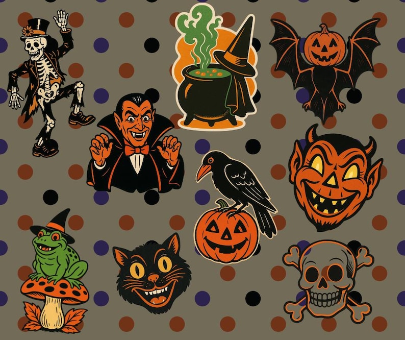Vintage Halloween Clipart Bundle: Beistle-inspired Retro Illustrations ...