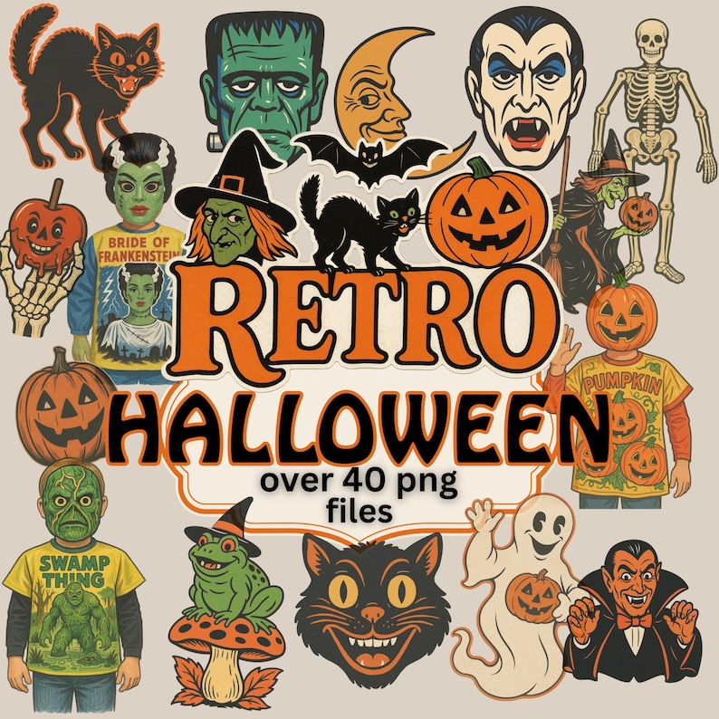 Vintage Halloween Clipart Bundle: Beistle-inspired Retro Illustrations ...