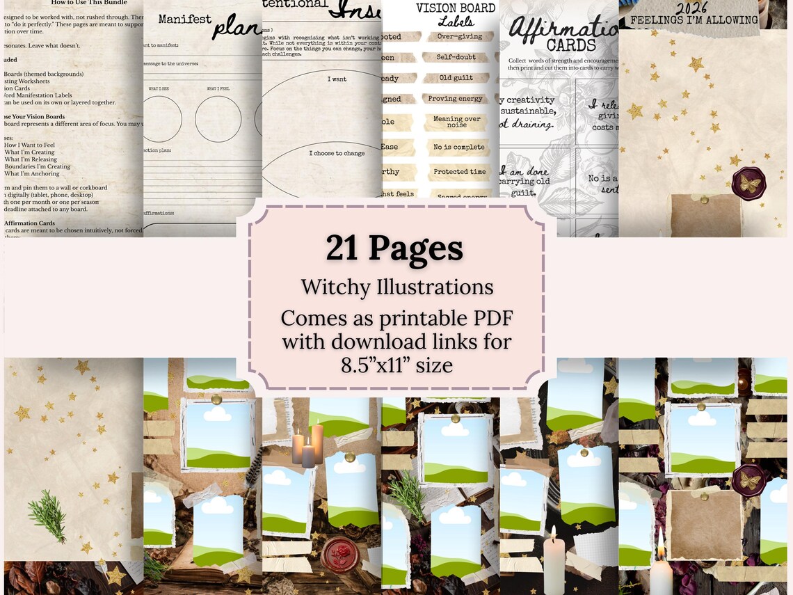 Gothic Vision Board Bundle | Canva Templates & Download Printables - Etsy