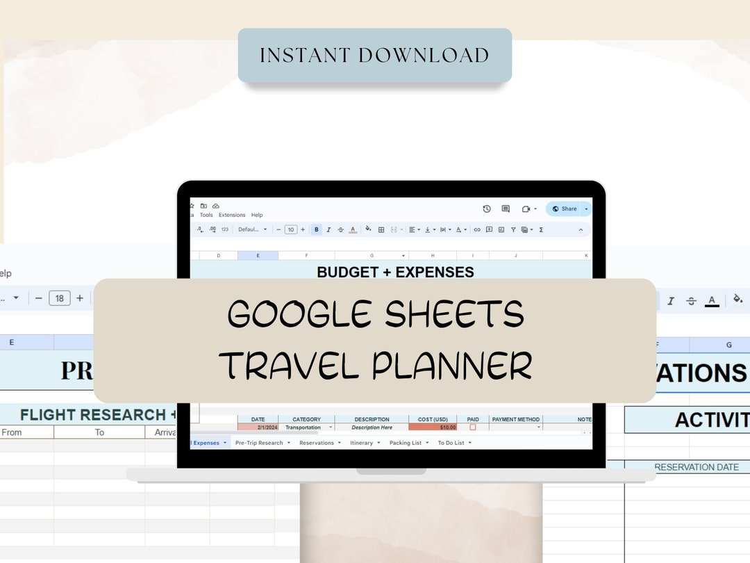 Travel Planner Google Sheets |vacation Planner |budget Spreadsheet ...