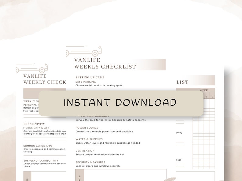 Vanlife - RV Printable Checklist | RV Planning | Maintenance Checklist ...