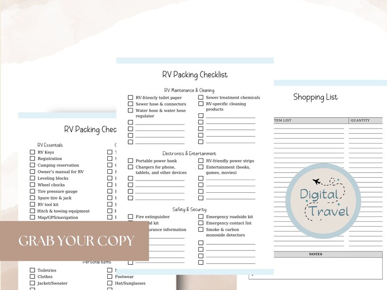 RV Packing Checklist | Vacation Checklist | Packing List | RV Planning ...
