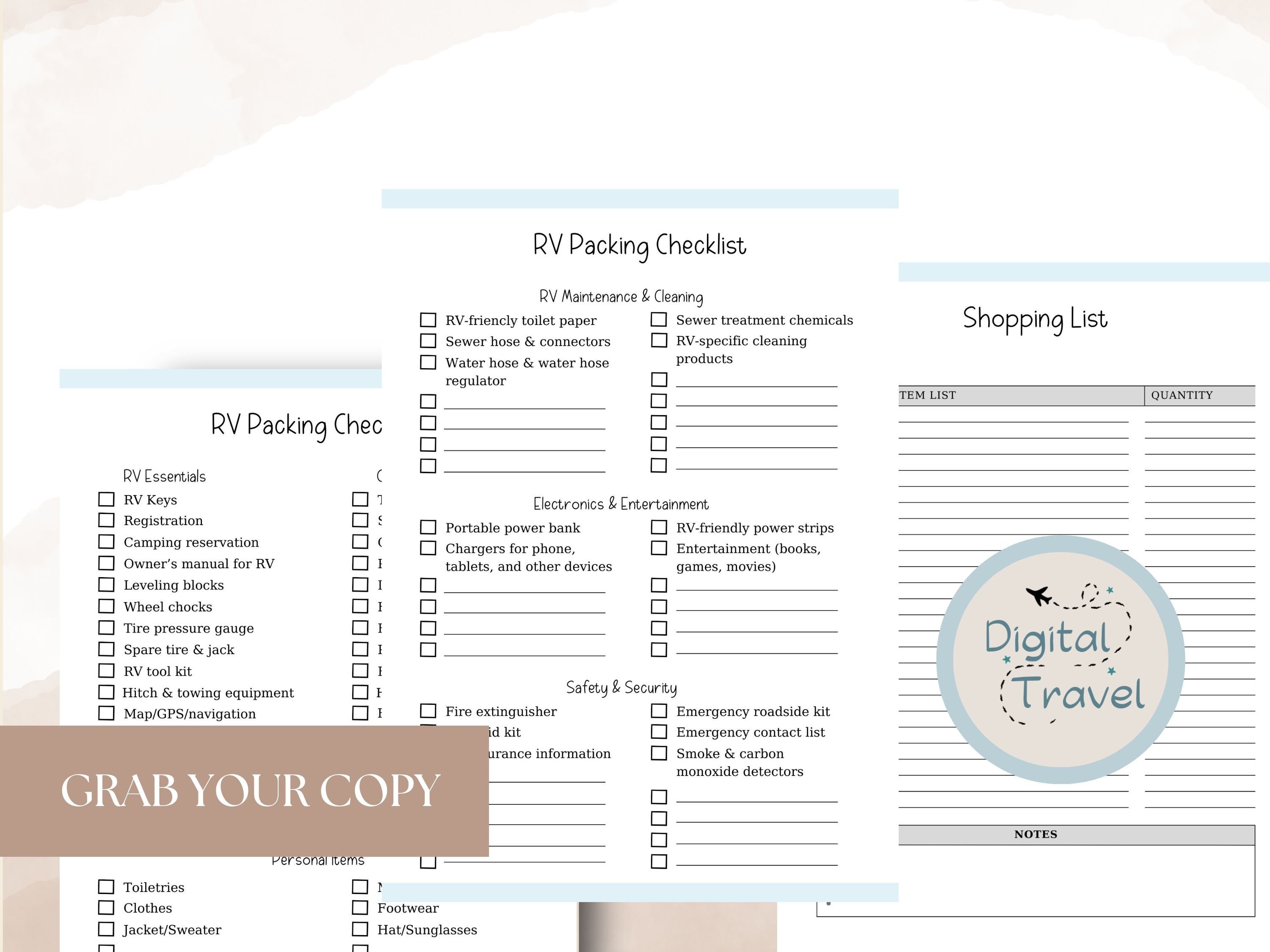 RV Packing Checklist Vacation Checklist Packing List RV Planning ...