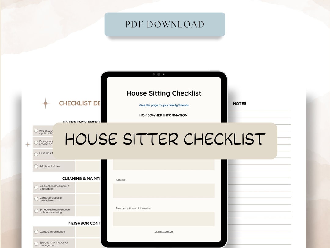House Sitting Checklist | Vacation Checklist | House Sitter Plan | Pet ...