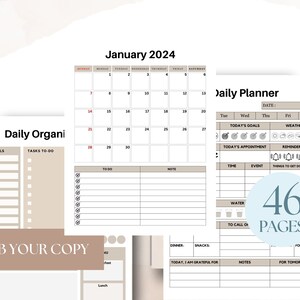 2024 Daily Weekly Monthly & Yearly Planner Dated Digital Planner ...