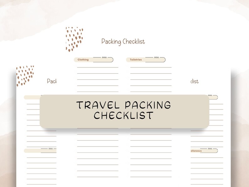 Blank Packing Checklist Vacation Checklist travel Packing List Travel ...