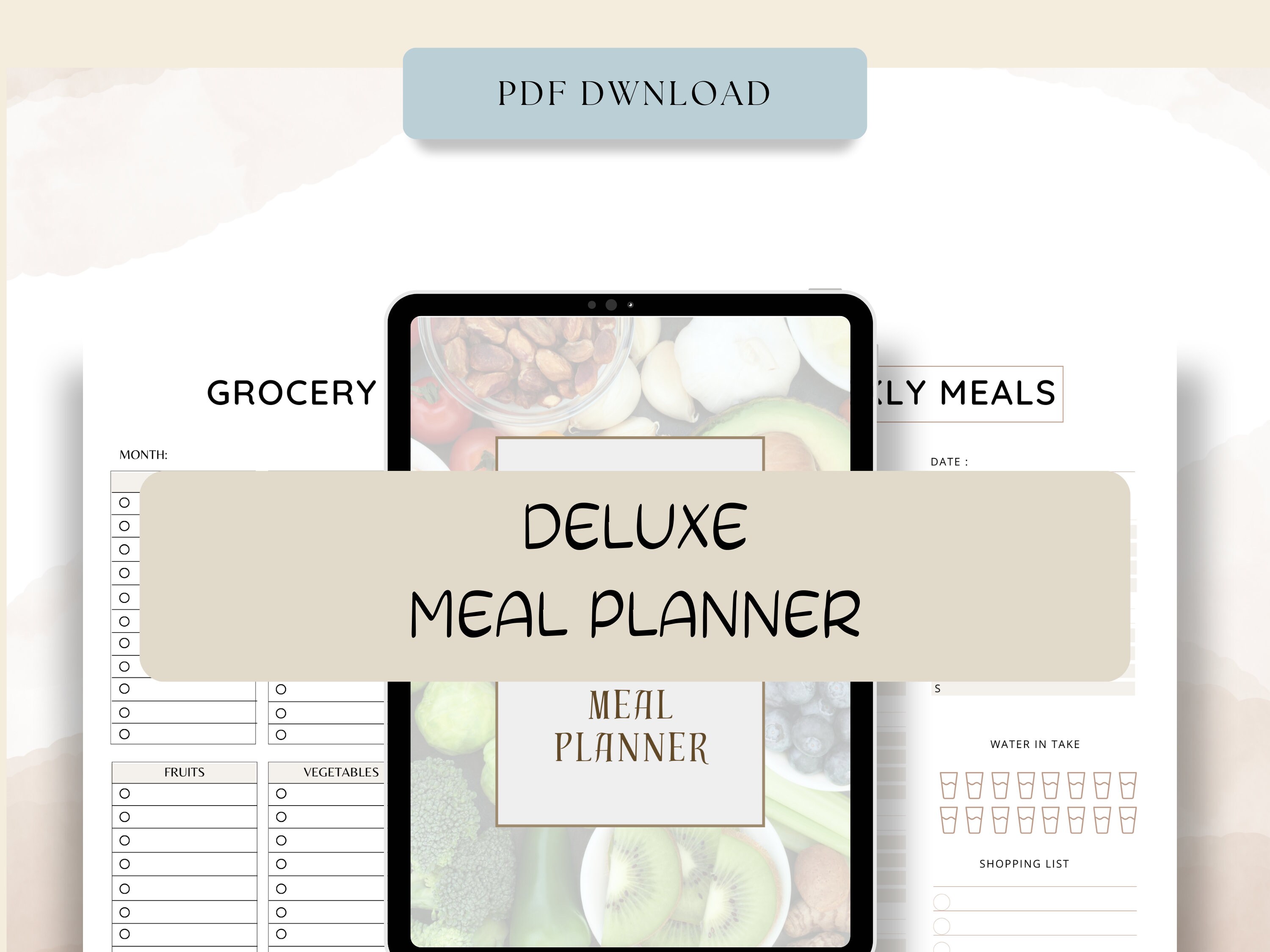 Deluxe Meal Planner Meal Prep Daily Meal Plan Shopping List Digital ...