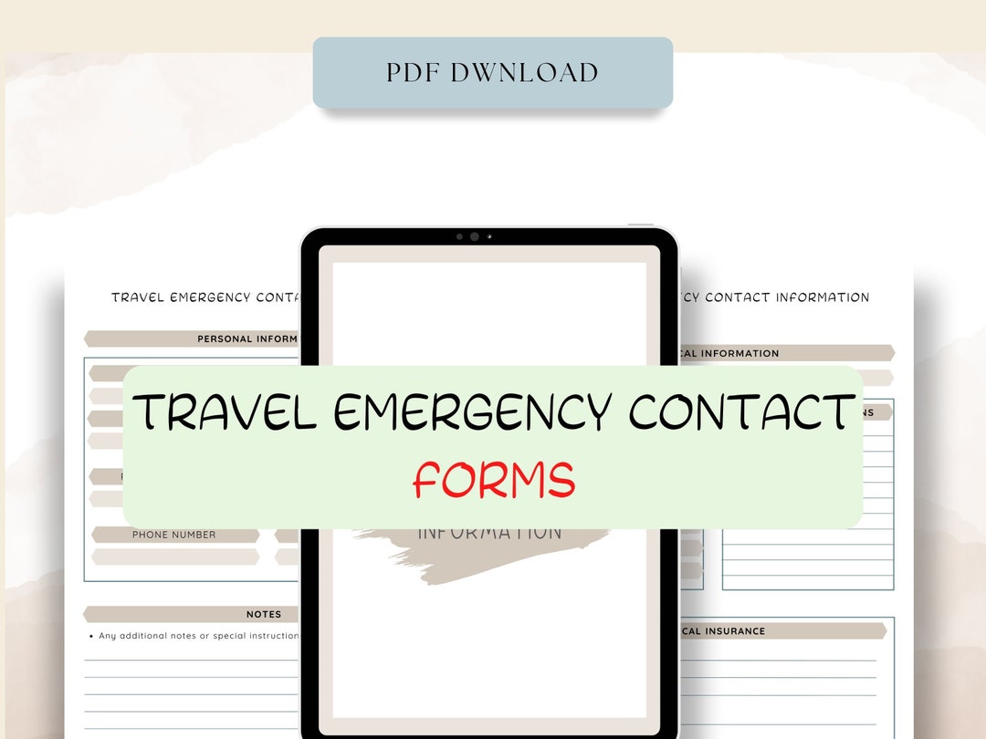 Travel Emergency Contact Information Forms | Emergency Contact Form ...