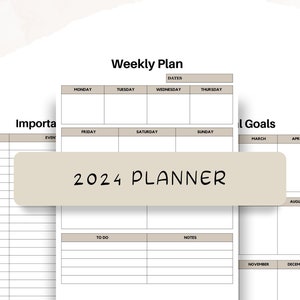 2024 Daily Weekly Monthly & Yearly Planner Dated Digital Planner ...