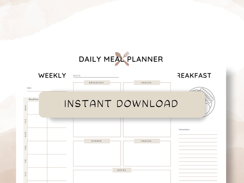Deluxe Meal Planner Meal Prep Daily Meal Plan Shopping List Digital ...