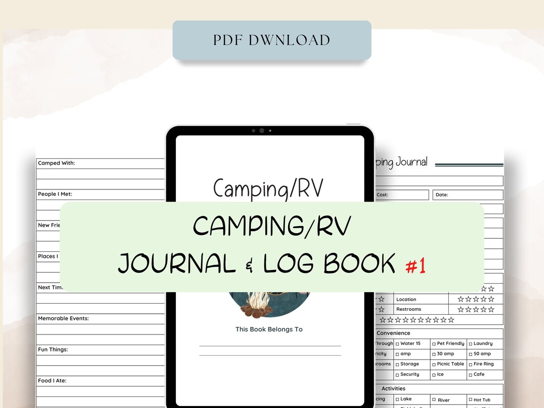 Camping/rv Journal Printable #1 | Camping Log Book | Travel Planner ...