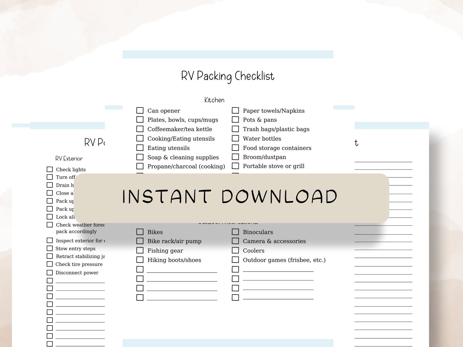 RV Packing Checklist | Vacation Checklist | Packing List | RV Planning ...