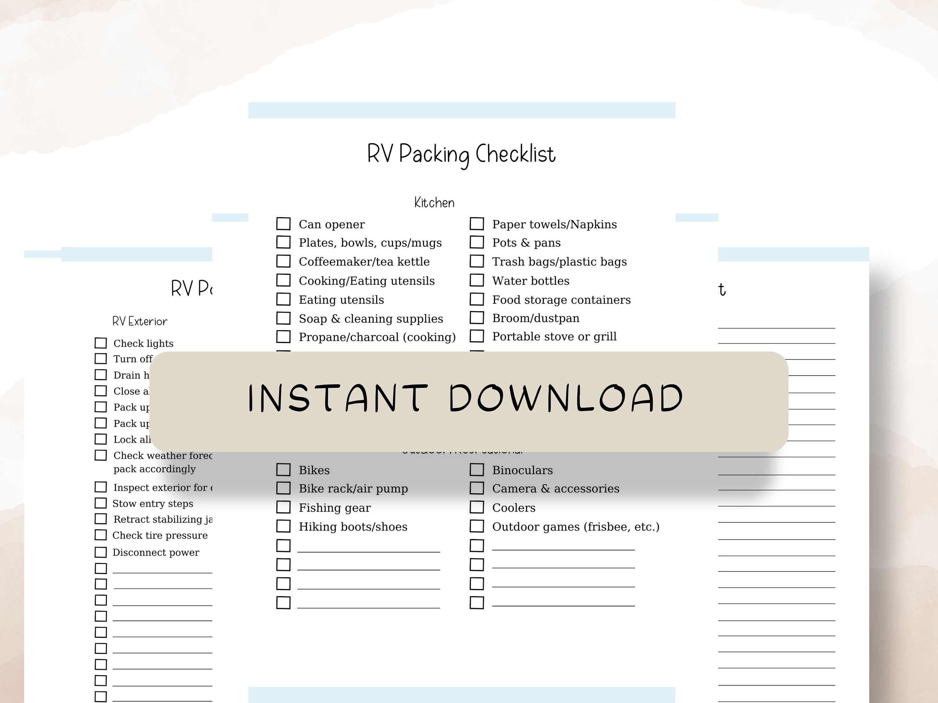 RV Packing Checklist Vacation Checklist Packing List RV Planning ...