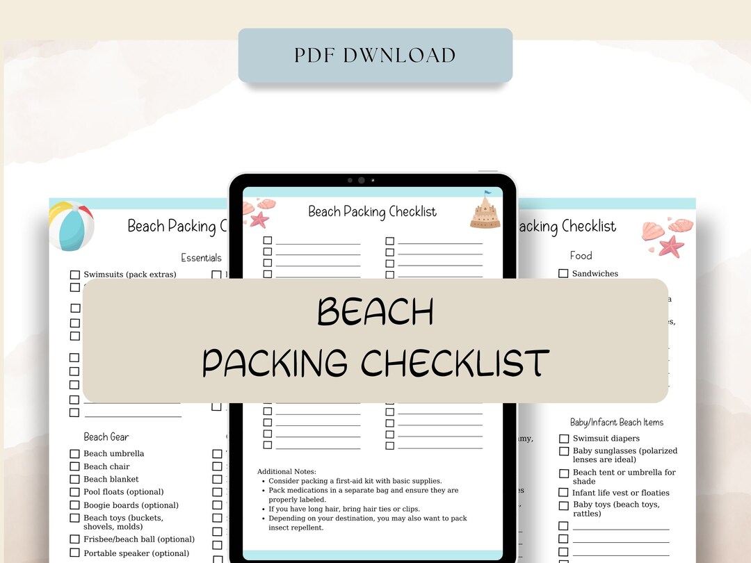 Beach Packing List | Vacation Checklist |travel Checklist | Travel ...