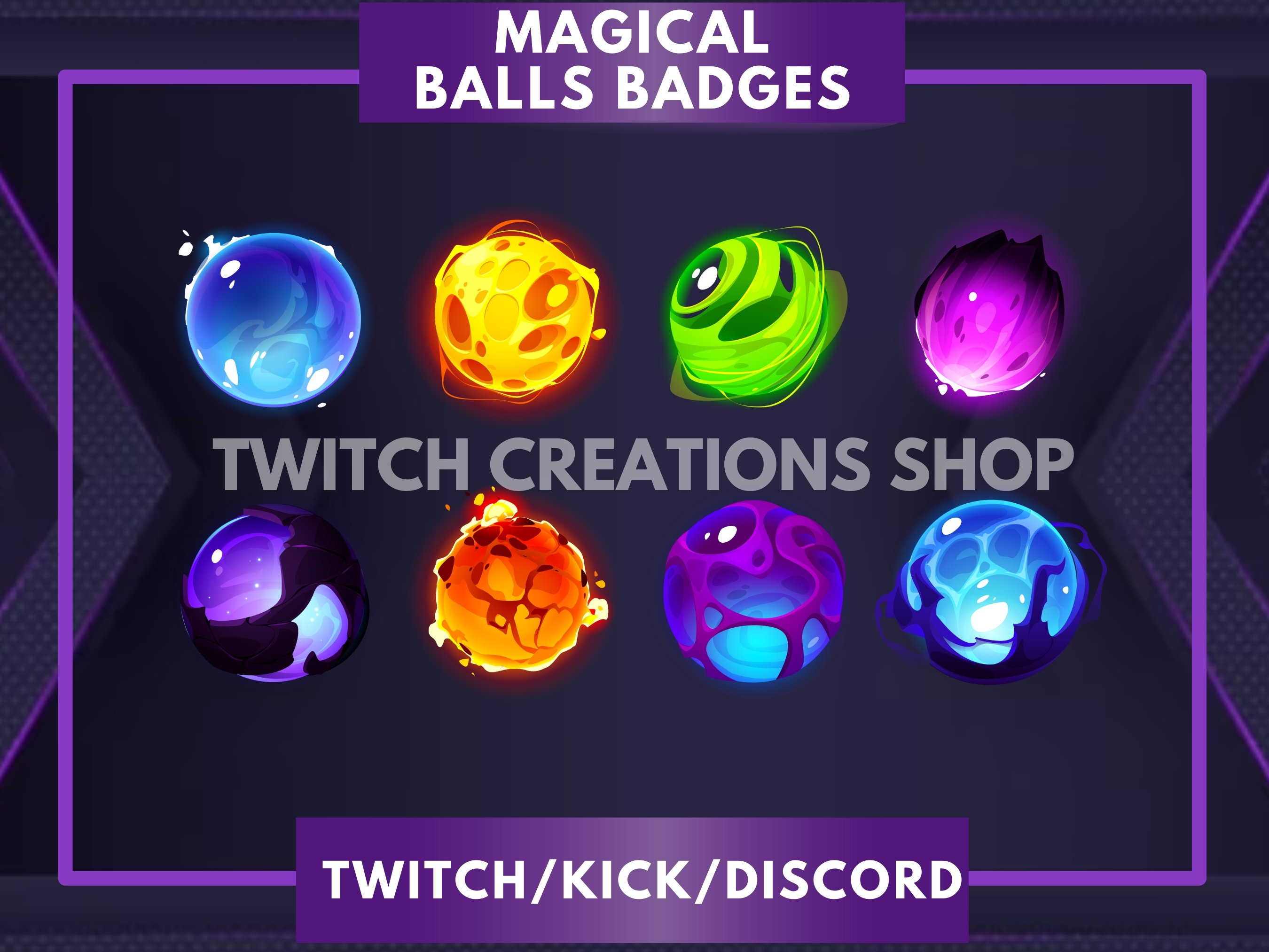 Magic Balls Twitch Sub/bit Badges, Featuring Liquid Crystal Orbs. These ...