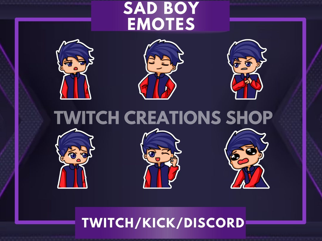 Sad Boy Twitch Emote Chibi Male Emotes Featuring Twitch and Discord ...