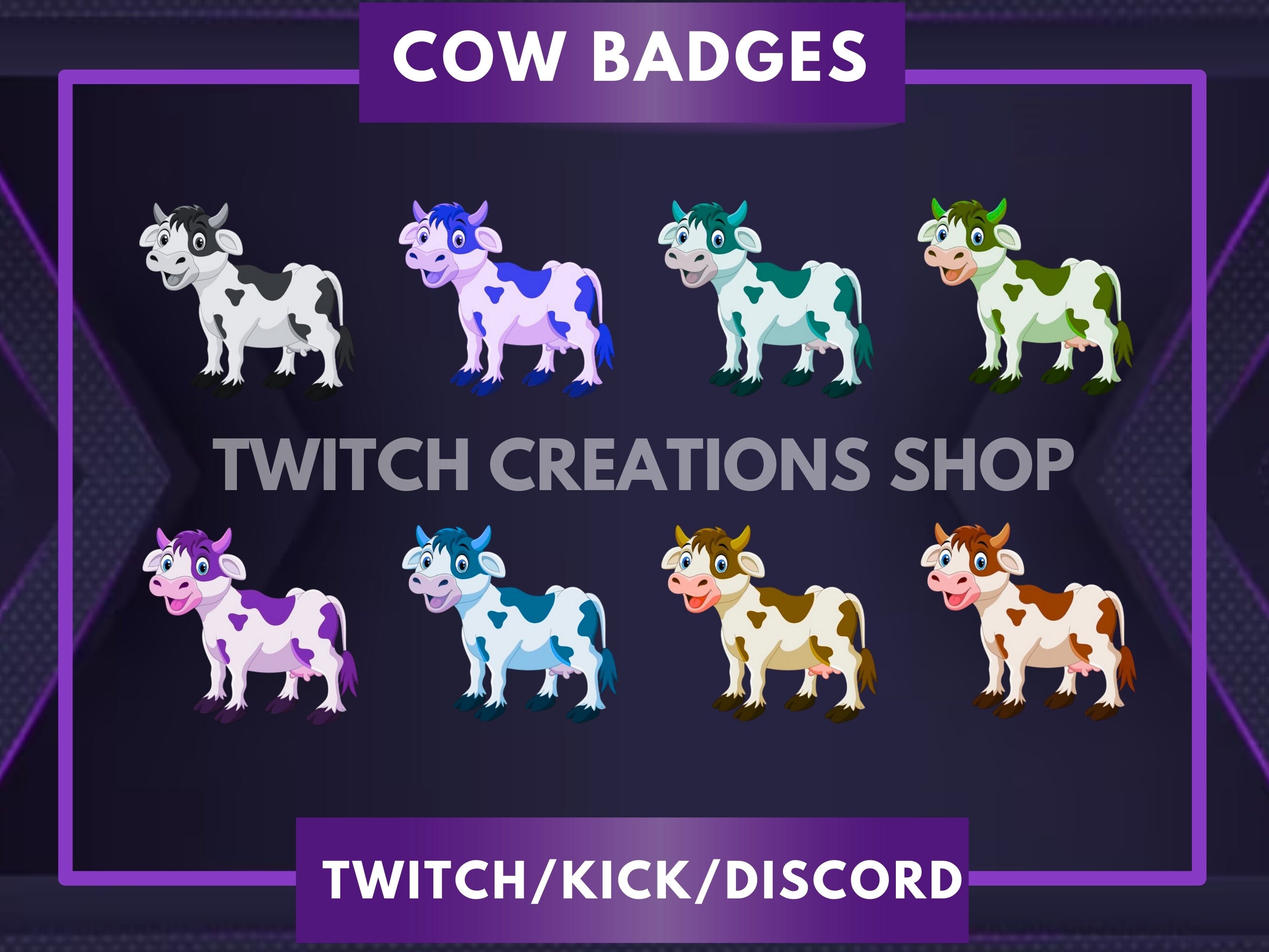 Cow Twitch Sub Badges Are Available for Digital Download. These ...