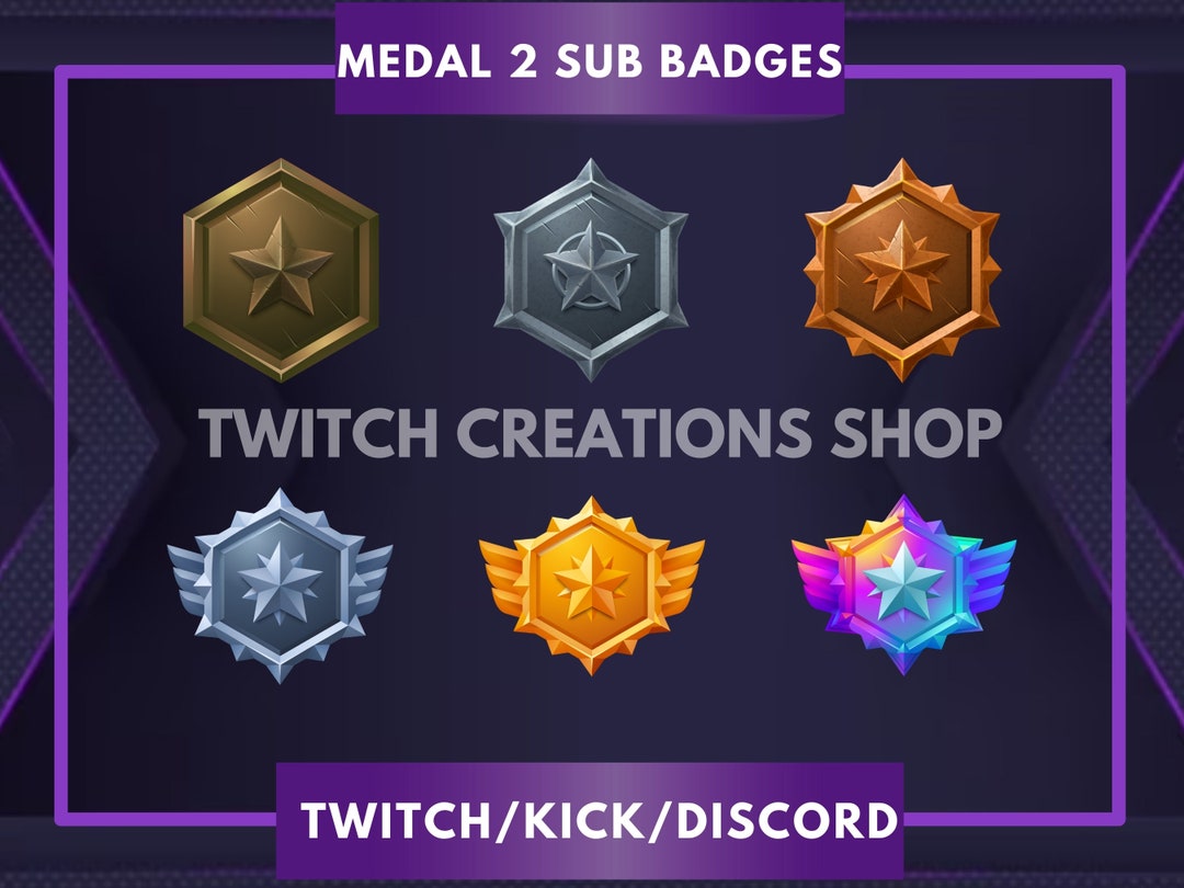 6 Twitch Sub Badges | Medal | Rank | Pretty | Kawaii | Cute | Streamer ...