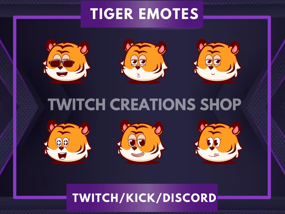 Cute Tiger Emote for Twitch and Streamers Animal Emotes Discord Emotes ...