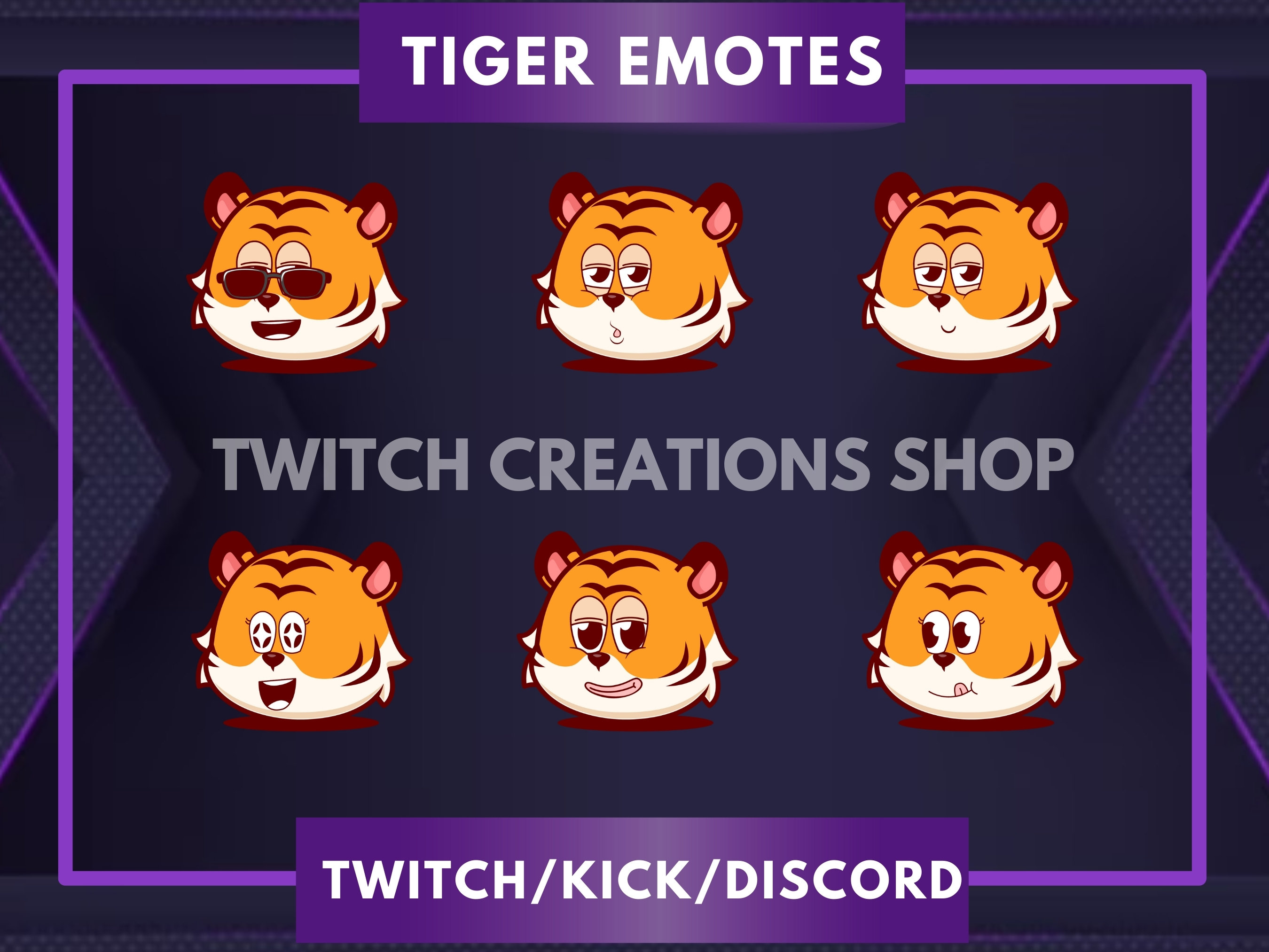 Cute Tiger Emote for Twitch and Streamers Animal Emotes Discord Emotes ...