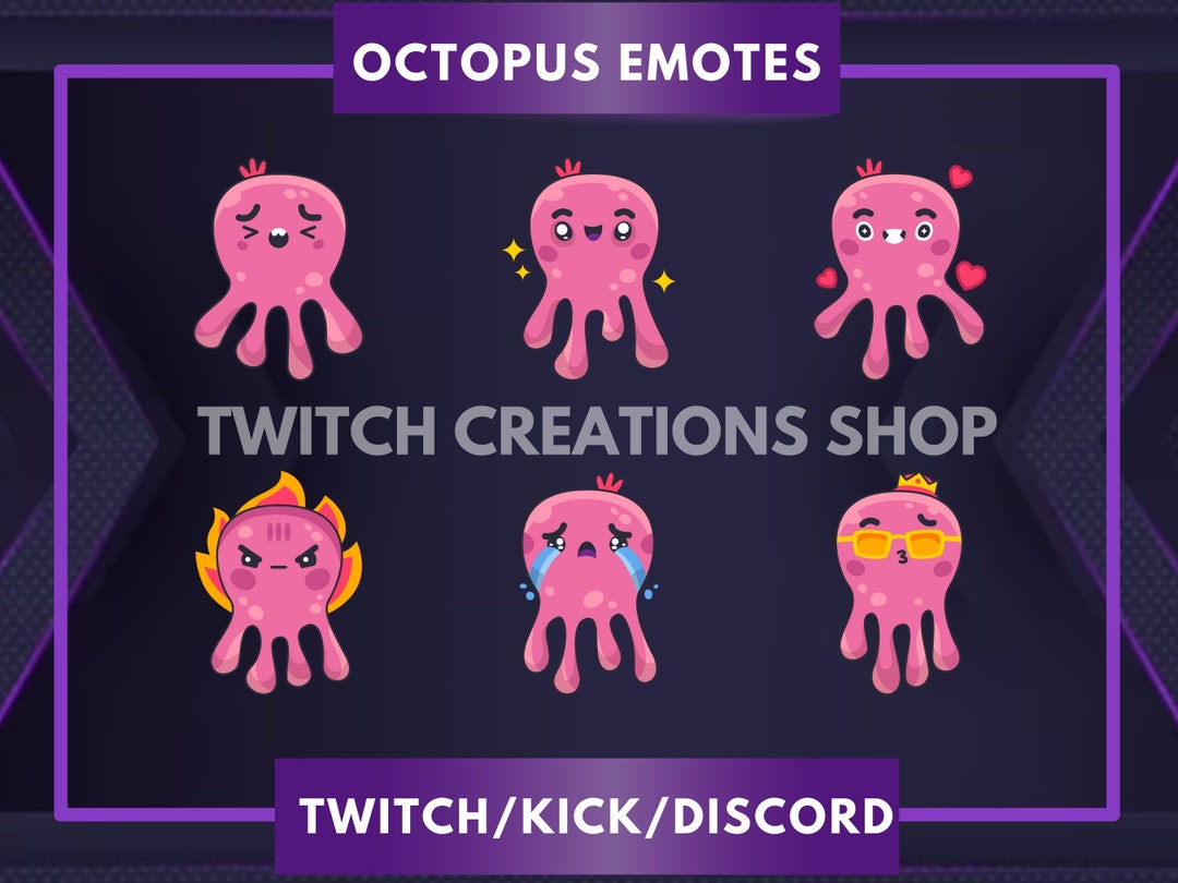 Octopus Twitch Emotes Sea Creatures Twitch Emote, Cute Octopus Emote ...