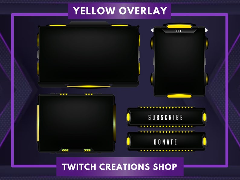 Twitch Animated Overlay With Yellow Design | Aesthetic Color Scheme ...