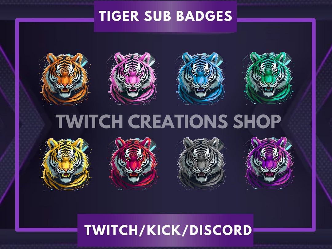 Twitch Tiger Badges | Set of 8 Cute Badges for Streaming | Digital ...