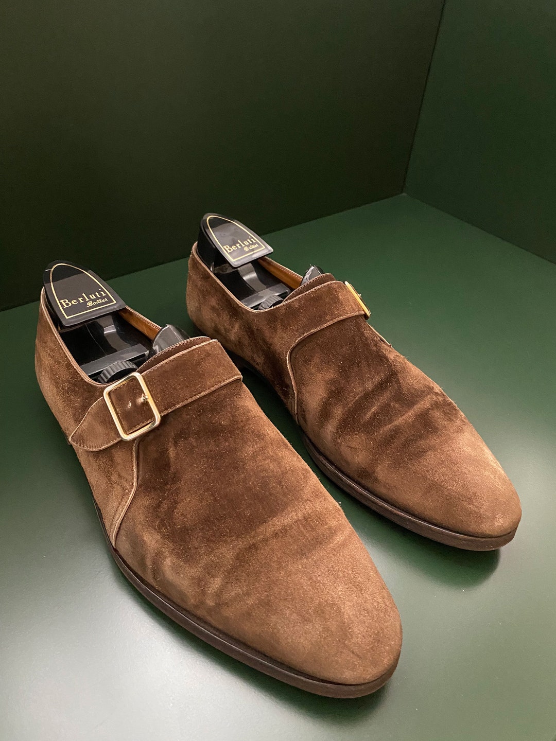 Berluti Shoe Brown Suede With Golden Buckle - Etsy