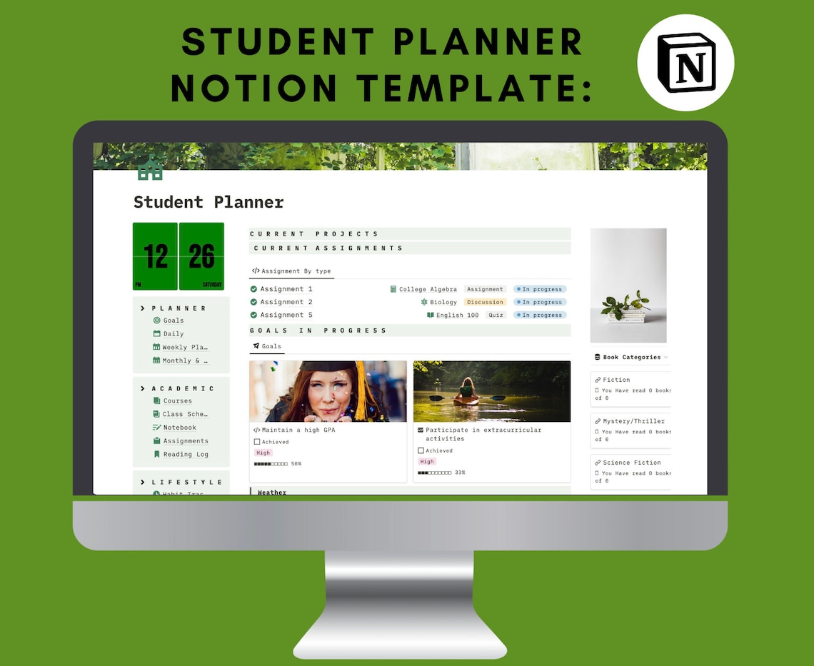 Notion Student Planner Template - Etsy
