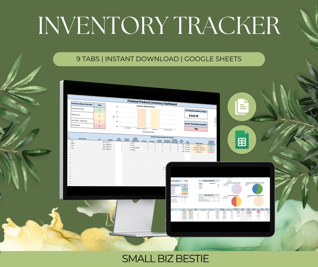 Inventory Tracker Google Sheets Stock Planner Order Tracker Digital ...
