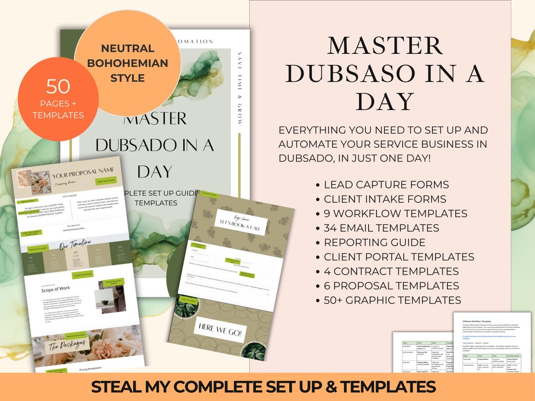 Dubsado Boho Set up | Proposals | Workflow | Lead Capture | Client Onboarding | Forms | Email ...