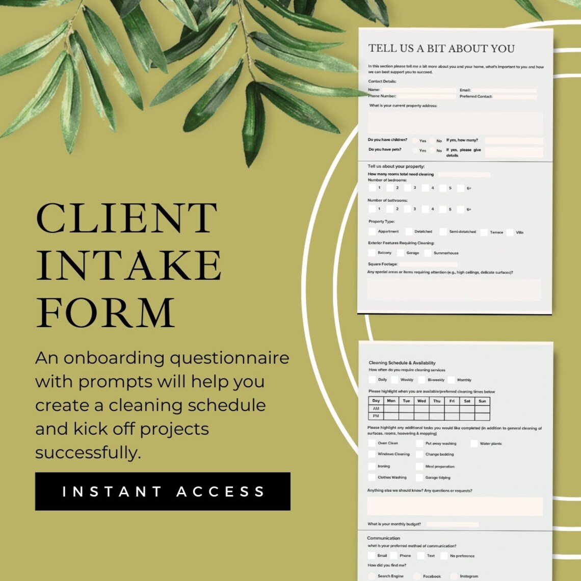 Client Intake Form Cleaning Business Commercial Cleaning Service Guide ...