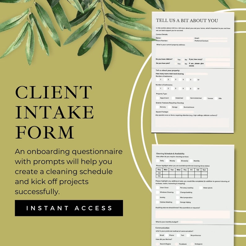 Client Intake Form Cleaning Business Commercial Cleaning Service Guide ...