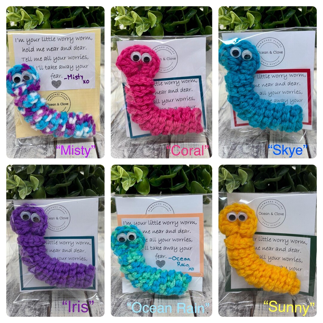 Worry Worms, Stress Toy, Fidget Toy, ADHD Toy, Anxiety Toy, Handmade ...
