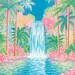 Preppy Palm Beach Watercolor Colorful Vibrant Tropical Waterfall Wall ...