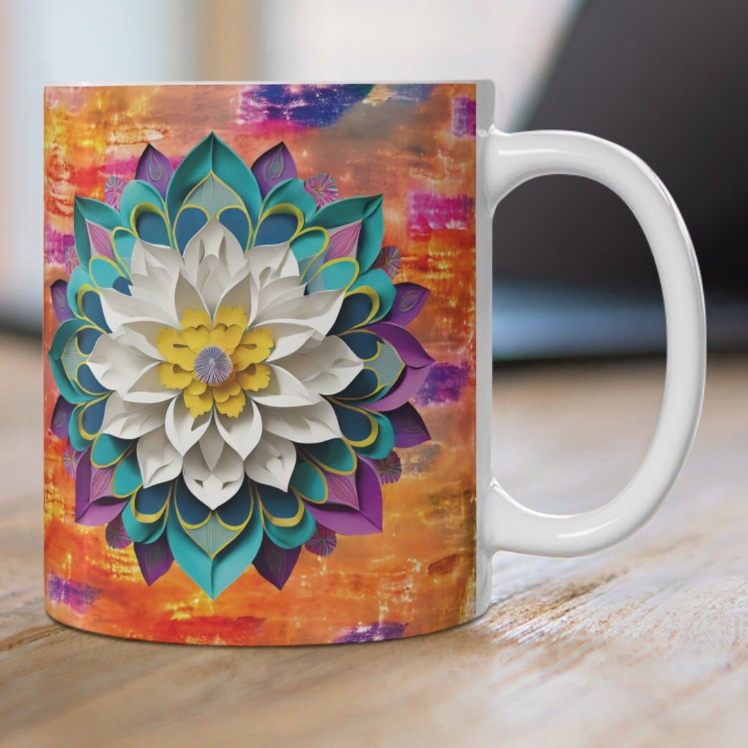 Mandala Coffee Mug, Tea, 3D Effect, Meditation, Mindfulness Paper-cut ...