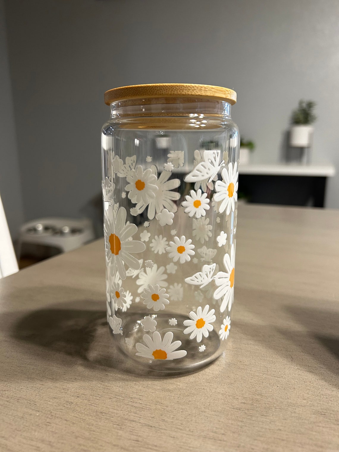 16oz Daisy Glass Cup - Etsy Canada