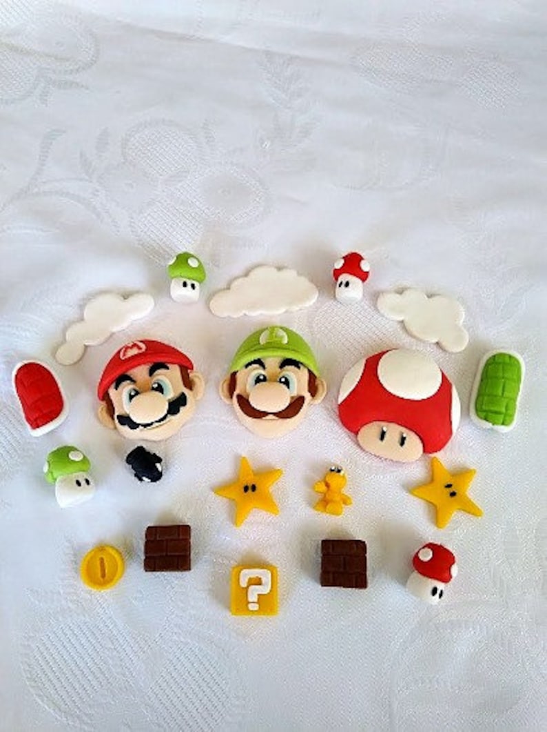 Fondant Mario Toppers Set - Etsy